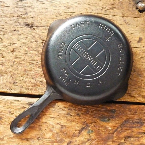 Vintage GRISWOLD Cast Iron SKILLET Frying Pan # 4 LARGE BLOCK LOGO ...