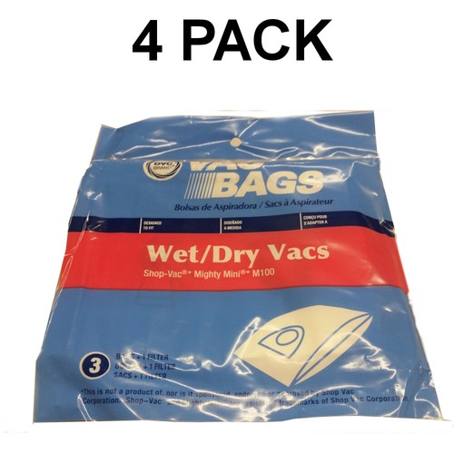12 Bags for Shop Vac Mighty Mini M100 Vacuum Cleaner Bag 12 Bags + 4 ...