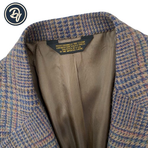 1980's 44 S J Press " Donegal Mist " Brown & Blue Glen Plaid Knit Tweed ...