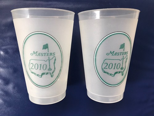 Lot of 2 2010 Official Masters Golf 16 oz Frosted Plastic Cup Augusta ...