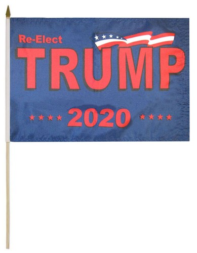 3 Pack Re-Elect Trump 2020 Blue 100D 12"x18" Stick Flag 30" Wood Staff ...