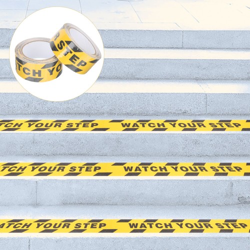 2 Rolls Adhesive Warning Tape Watch Your Step Tape Watch Your Step Sign ...