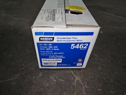 US Motors 5462 RESCUE Condenser Fan Motor 1/3–1/6 HP 1075 RPM 208/230V ...
