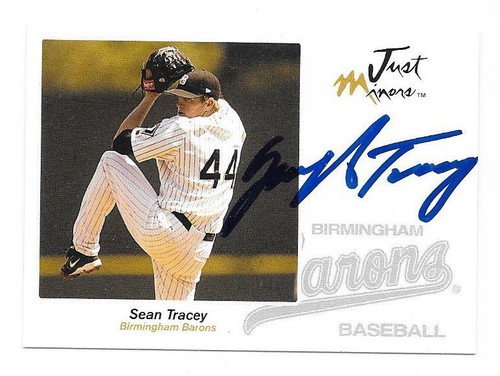 SEAN TRACEY 2005 JUST AUTOGRAPHED SIGNED # 63 BIRMINGHAM BARONS WHITE ...