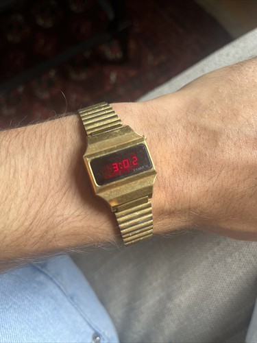 Rare Working Ladies Timex SSQ Red LED Gold Watch 1975-1976 - BATTERIES ...