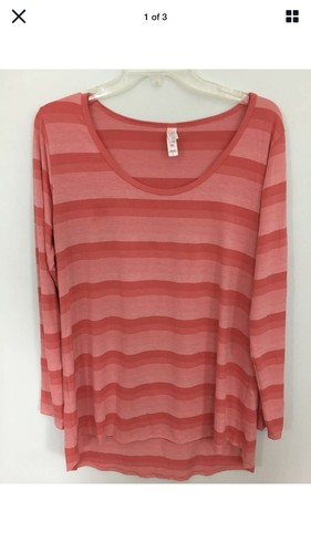 Lularoe Lynnae Coral Striped Longsleeve Blouse XXS | eBay