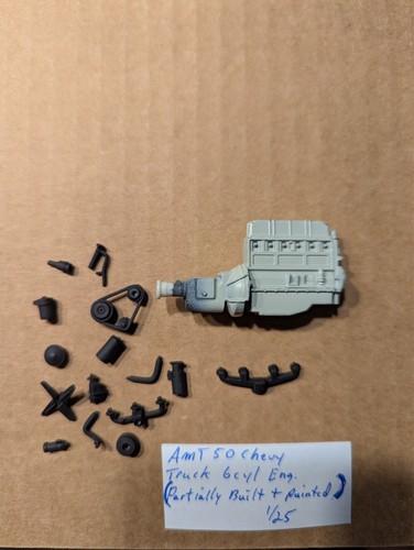AMT 50 CHEVY TRUCK 6CYL ENGINE PARTIALLY BUILT AND PAINTED NO ...