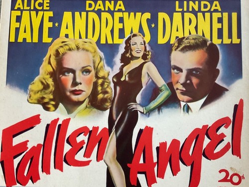 Vintage 1945 Film Noir “Fallen Angel” Movie Poster Window Card Dana ...