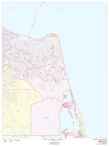Virginia Beach, Virginia ZIP Codes Laminated Wall Map (MSH) | eBay