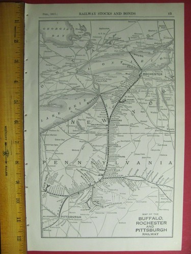 1917 BUFFALO ROCHESTER & PITTSBURGH RAILROAD SYSTEM MAP BR&P RR HISTORY ...