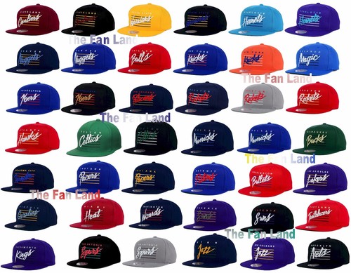 New NBA Mens Mitchell and Ness Cursive Retro Classic Vintage Snapback ...