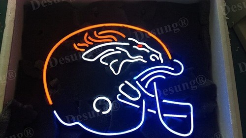 24"x20" Denver Broncos Helmet Neon Sign Lamp Light Visual Man Cave ...