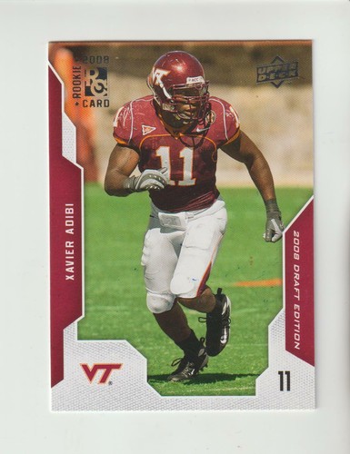 2008 Upper Deck Draft Edition #100 Xavier Adibi RC, Virginia Tech ...