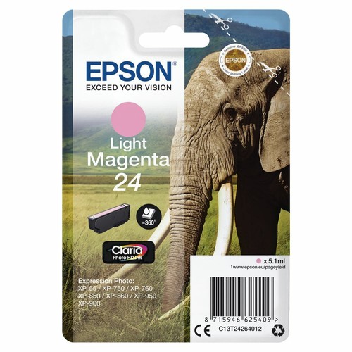 Epson 24, Elephant Light Magenta Ink Cartridge, XP-65 XP-860 XP-960 XP ...