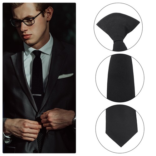 Plain Black Tie Mens Clip On Tie Security Funeral Bouncer Workwear Formal Tie | eBay UK