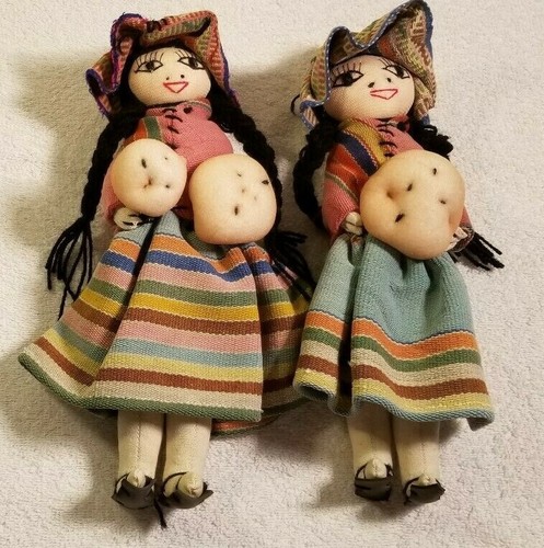 Peruvian Native Woman Folk Art Cloth Rag Doll Cusco Potatoes 10 1/2 ...
