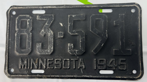 Vintage Antique Minnesota 1945 License Plate Tag # 83-591 | eBay