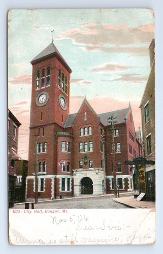 Bangor Maine City Hall Building Clock Tower Postcard VTG ME UDB 1906 | eBay