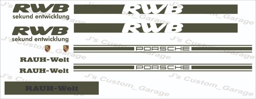 Porsche RWB military green logos 1/64 custom water slide decal for hot ...