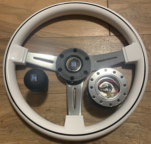 Custom Steering Wheel 14” With Nardi Parts White & Chrome Universal ...