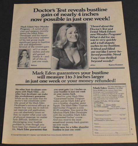 1977 Print Ad Sexy Mark Eden Bust Developer Karen Kramer Blonde Lady ...
