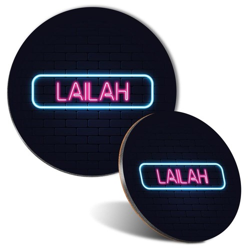 Mouse Mat & Coaster Set Neon Sign Design Lailah Name #353195 | eBay