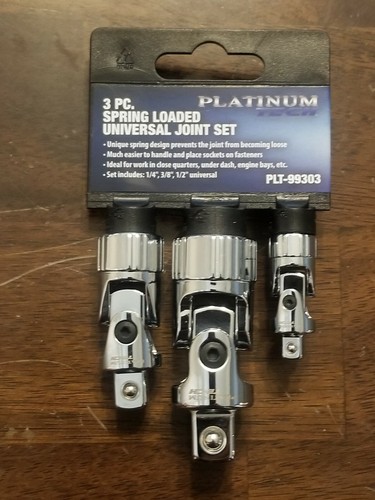 Platinum Tech 3pc Spring Loaded Universal Joint Adapter Set 1/4, 3/8 ...