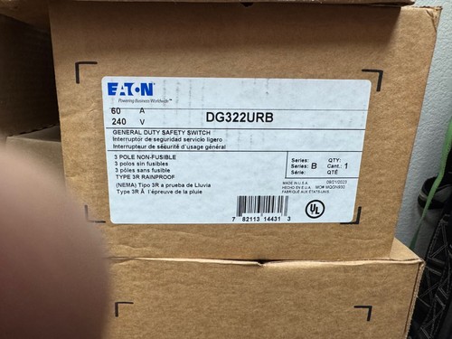 Eaton Cutler-Hammer DG322URB 60Amp 240V 3R DISCONNECT Safety Switch ...