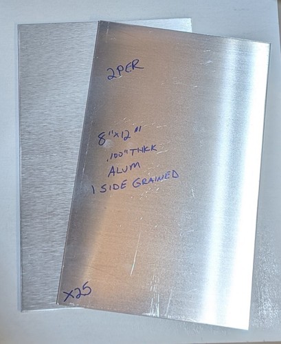 2 Pieces of 8" x 12" Aluminum .100" Thick (10 Gauge) Sheet Metal 1 Side ...