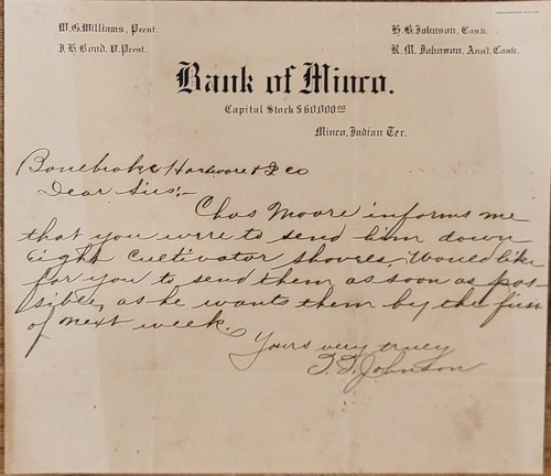 1897 Letterhead Oklahoma Indian Territory Bank of Minco | eBay
