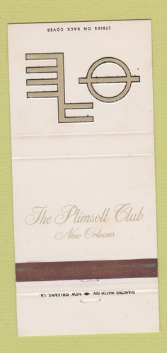 Matchbook Cover - The Plimsoll Club New Orleans LA 30 Strike | eBay