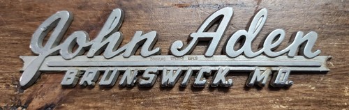 John Aden--Brunswick,MO.--Metal Dealer Emblem Car vintage SM5785 | eBay