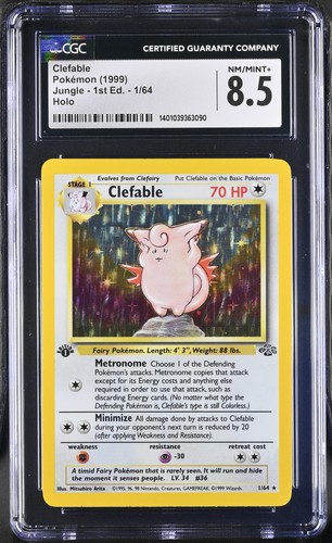 CGC 8.5 Clefable 1999 Jungle - 1st Edition 1/64 Holo Rare Pokemon Card ...