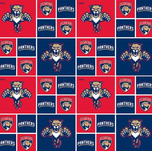 BTY NHL Hockey Florida Panthers Block Allover Cotton Fabric BY The YARD ...