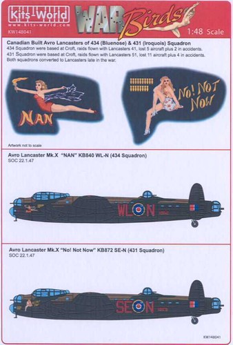 Kits World Decals 1/48 AVRO LANCASTER Mk.X Nan & No! Not Now | eBay