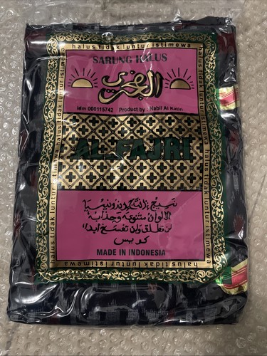 Men's Large Al Fajri Lungi Somali Macawis 100% Cotton Black Indonesia ...