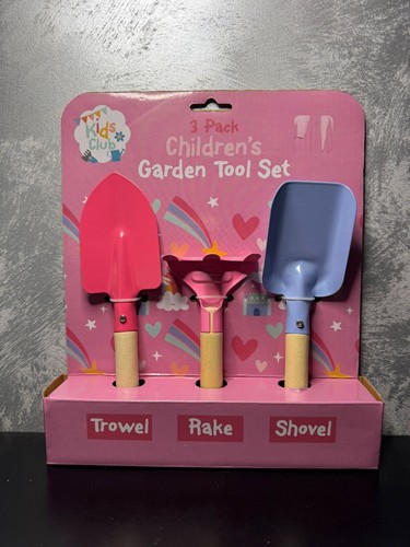 Childrens Garden Tool Set - 3-Pack - Trowel-Rake-Shovel - Pink - Brand ...