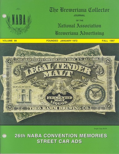 NABA BREWERIANA BEER COLLECTOR MAGAZINE FALL 1997 ABA BCCA THEO HAMM ...