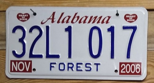 Alabama Expired 2006 Forest License Plate Auto Tag ~ 32L1 017 ...