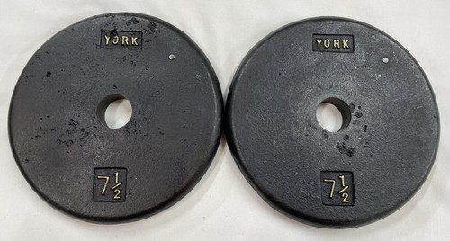 York 7 1/2 lb Pancake Barbell Weight Plates, standard 1", 7.5 x 2 = 15 ...