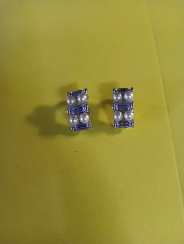 Henry Bogoff Faux Pearl Rhinestone Clip On Earrings | eBay