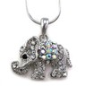Cute Heart Elephant Charm Pendant Necklace Clear Stone Silver Tone ...