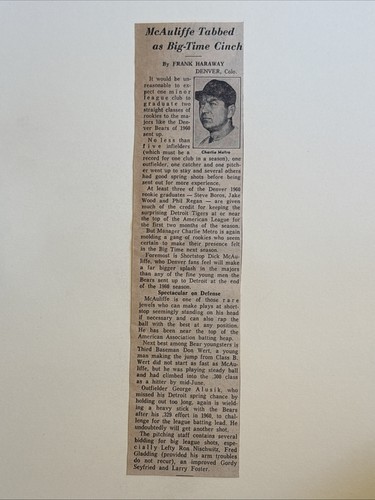 Charlie Metro Denver Bears 1961 Sporting News Baseball 2X9 Panel #3 | eBay