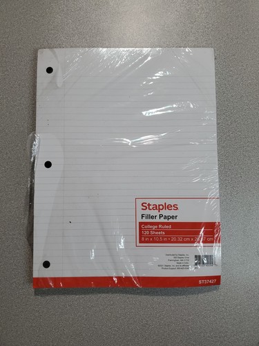 Staples College Ruled Filler Paper 8" x 10-1/2" 120/Pack (37427M ...