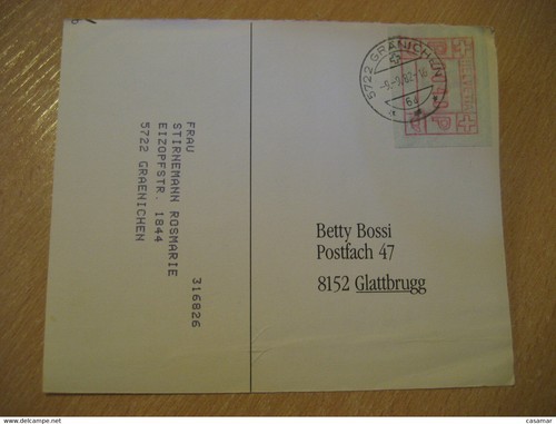 Granichen 1982 To Glattbrugg ATM Frama Label Vending Machine Cancel ...