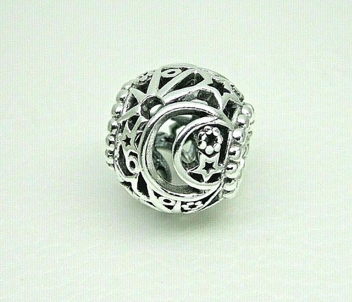 Authentic PANDORA S925 Silver Charm Openwork Sun Stars Moon - 799183c00 ...