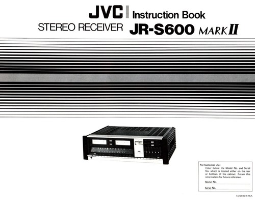 High resolution scans of the very rare JVC JR-S600 MKII receiver owner ...