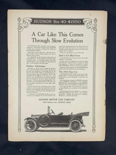 Magazine Ad - 1915 - Hudson Motor Car Co., Detroit, MI - Model Six-40 ...