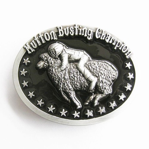 Mutton Busting Champion Western Cowboy Black Enamel Belt Buckle | eBay