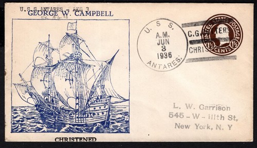 USS Antares AG 10 June 3 1936, C. G. Cutters Christened, CGC George W ...